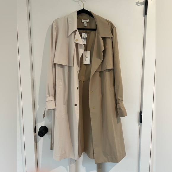 H by Halston | Jackets & Coats | Nwt Halston Duotone Trench Coat Xl ...